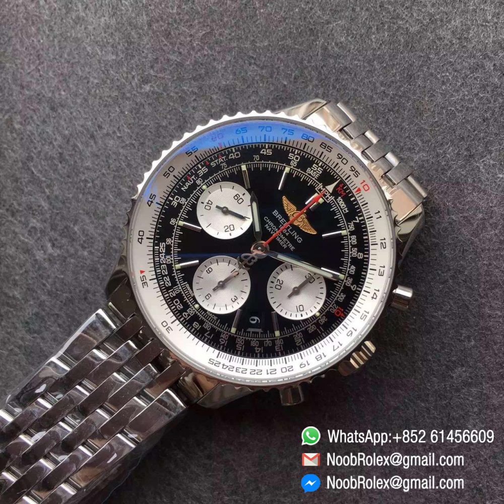 Pilot Watch Navitimer 01 Automatic Black Dial Steel Bracelet Asian 7750 ...