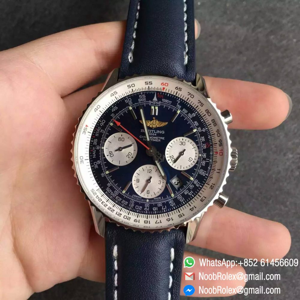 Pilot Watch Navitimer 01 Automatic Blue Dial Blue Leather Strap Asian ...