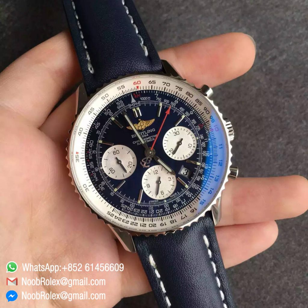 Pilot Watch Navitimer 01 Automatic Blue Dial Blue Leather Strap Asian ...