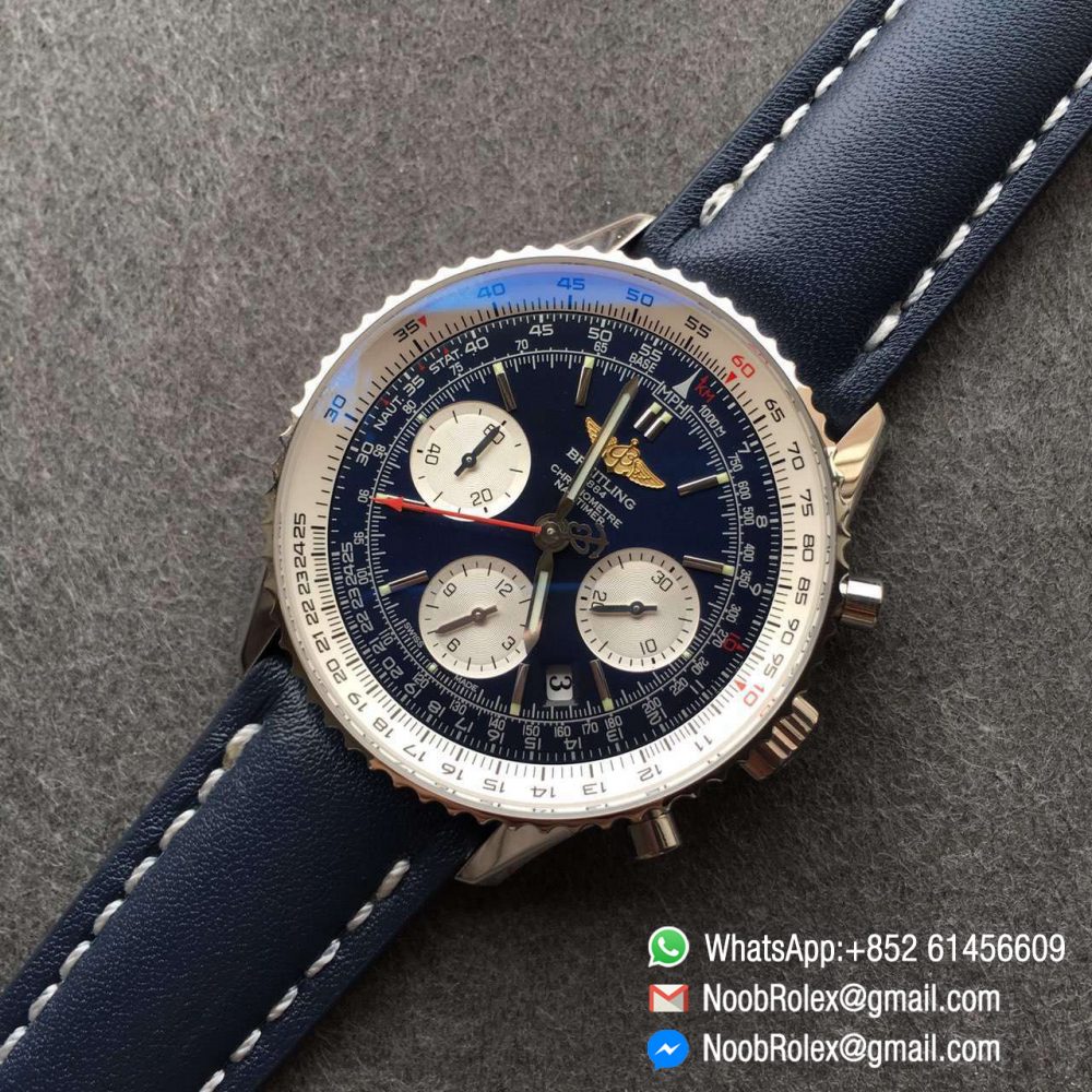 Pilot Watch Navitimer 01 Automatic Blue Dial Blue Leather Strap Asian ...
