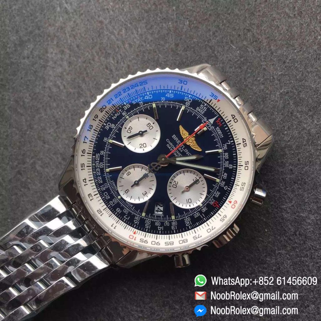 Pilot Watch Navitimer 01 Automatic Blue Dial Steel Bracelet Asian 7750 ...