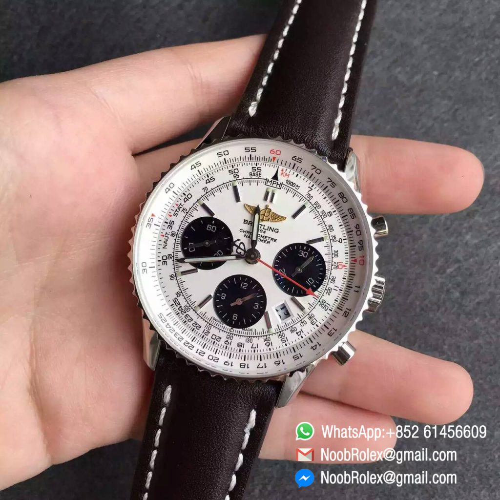 Pilot Watch Navitimer 01 Automatic White Dial Brown Leather Strap Asian ...