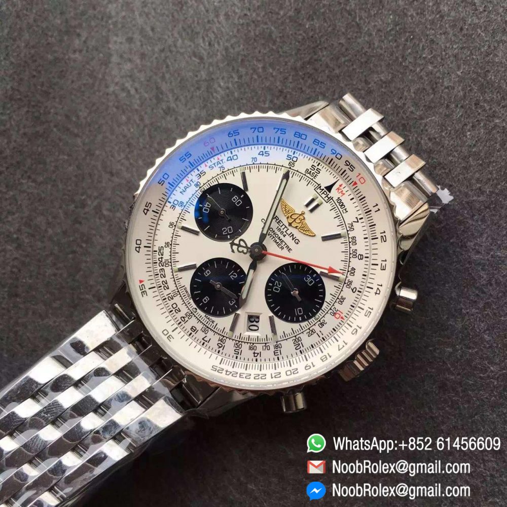 Pilot Watch Navitimer 01 Automatic White Dial Steel Bracelet Asian 7750 ...