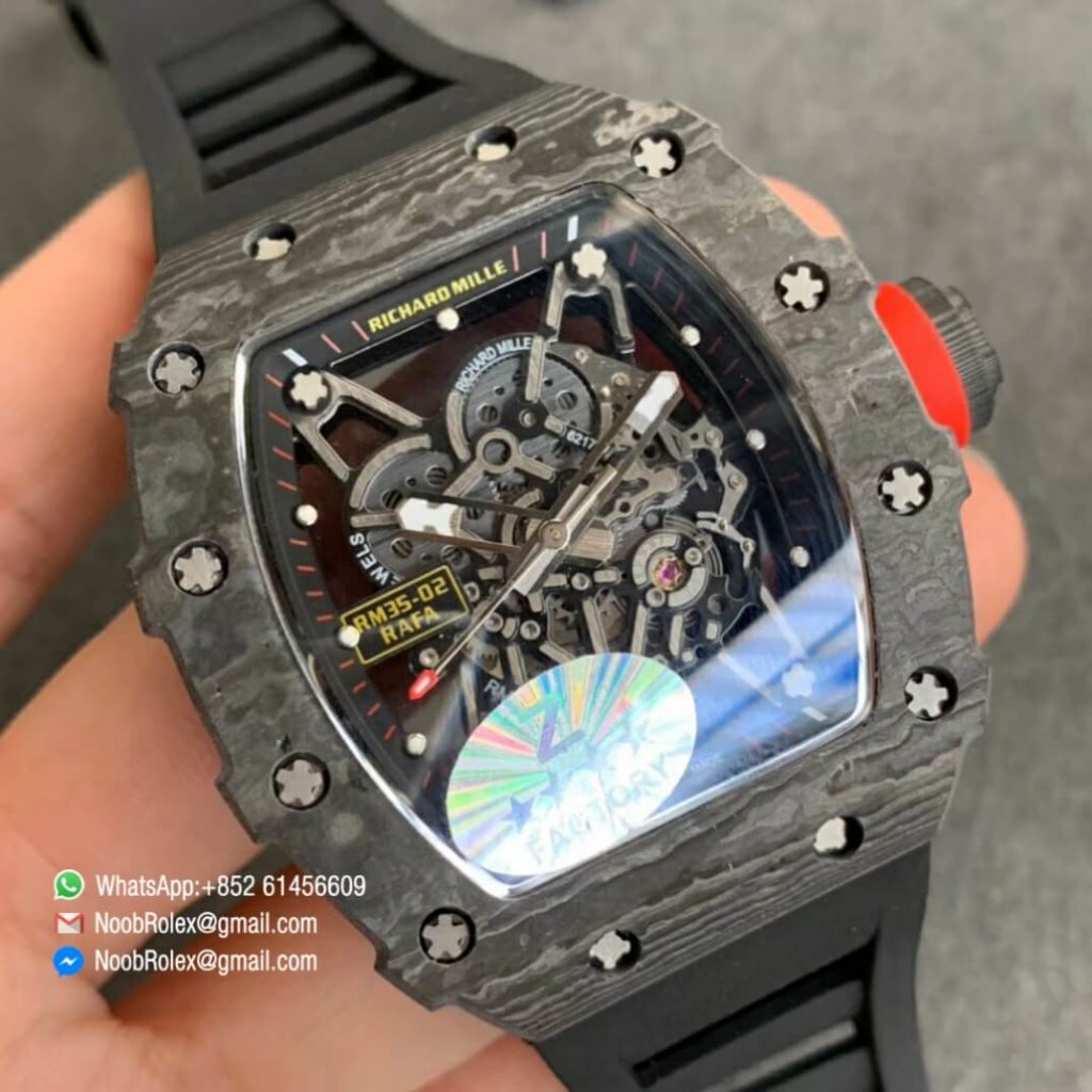 RM35-02 RAFA FORGE CARBON CASE Z+F 1:1 TOP CLONE WATCH SKELETON DIAL ON ...