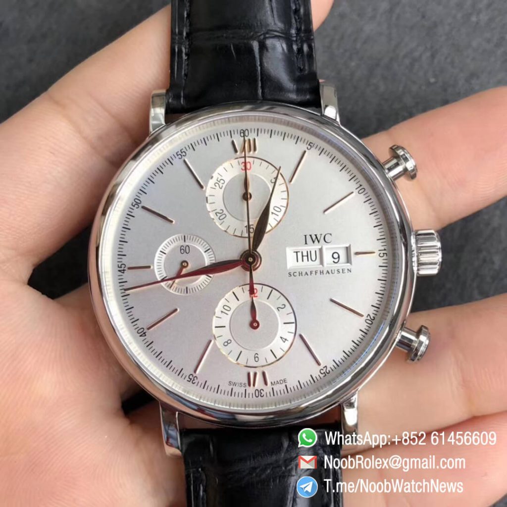 ZF 1:1 Top Clone Portofino IW391022 Chrono Steel 42mm Silver Dial Day ...