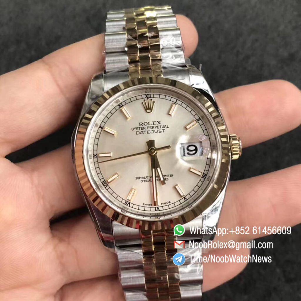 DateJust 36 116233 904L Steel Case Yellow Gold Bezel Black Dial on Two ...