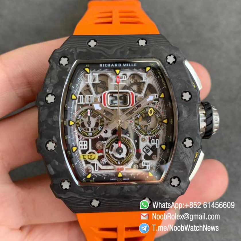 KVF Sup Clone RM11-03 Chrono Forged Carbon Case Skeletonal Dial with ...