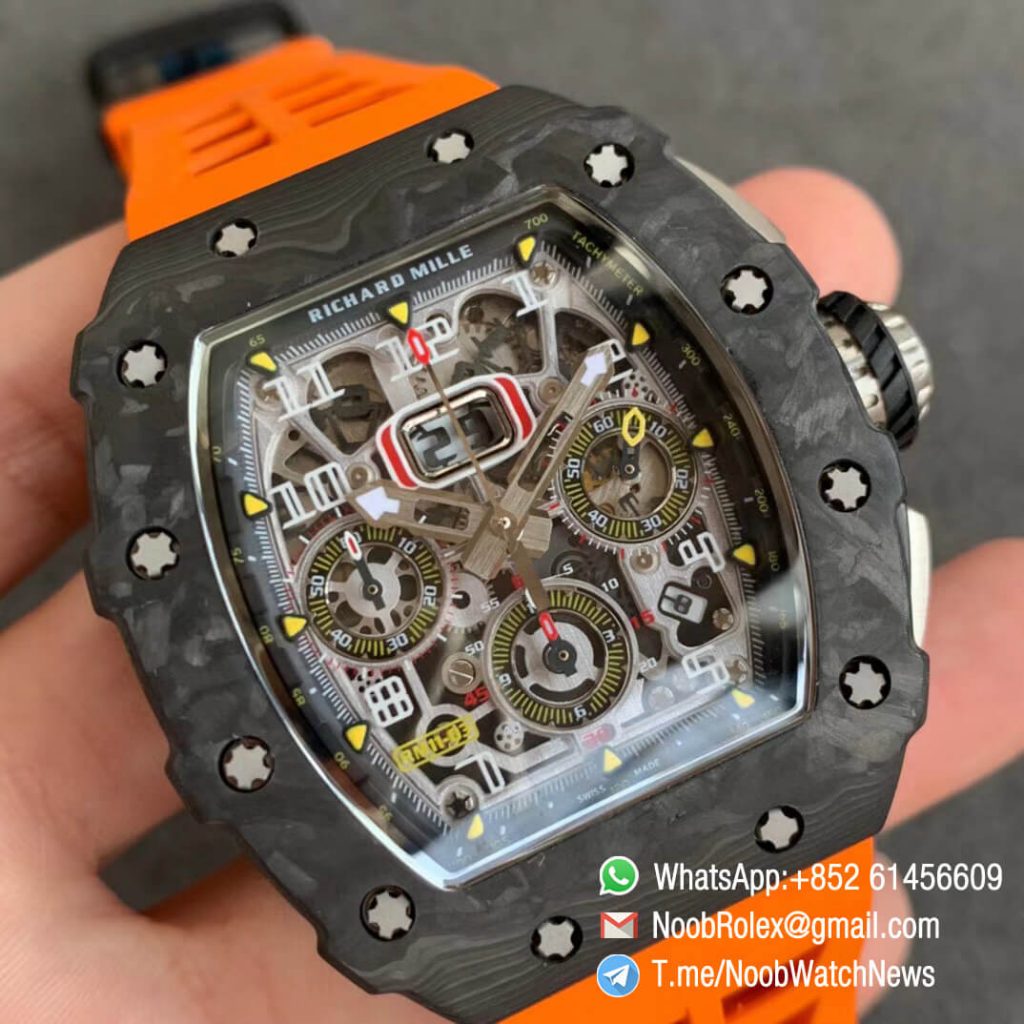 KVF Sup Clone RM11-03 Chrono Forged Carbon Case Skeletonal Dial with ...