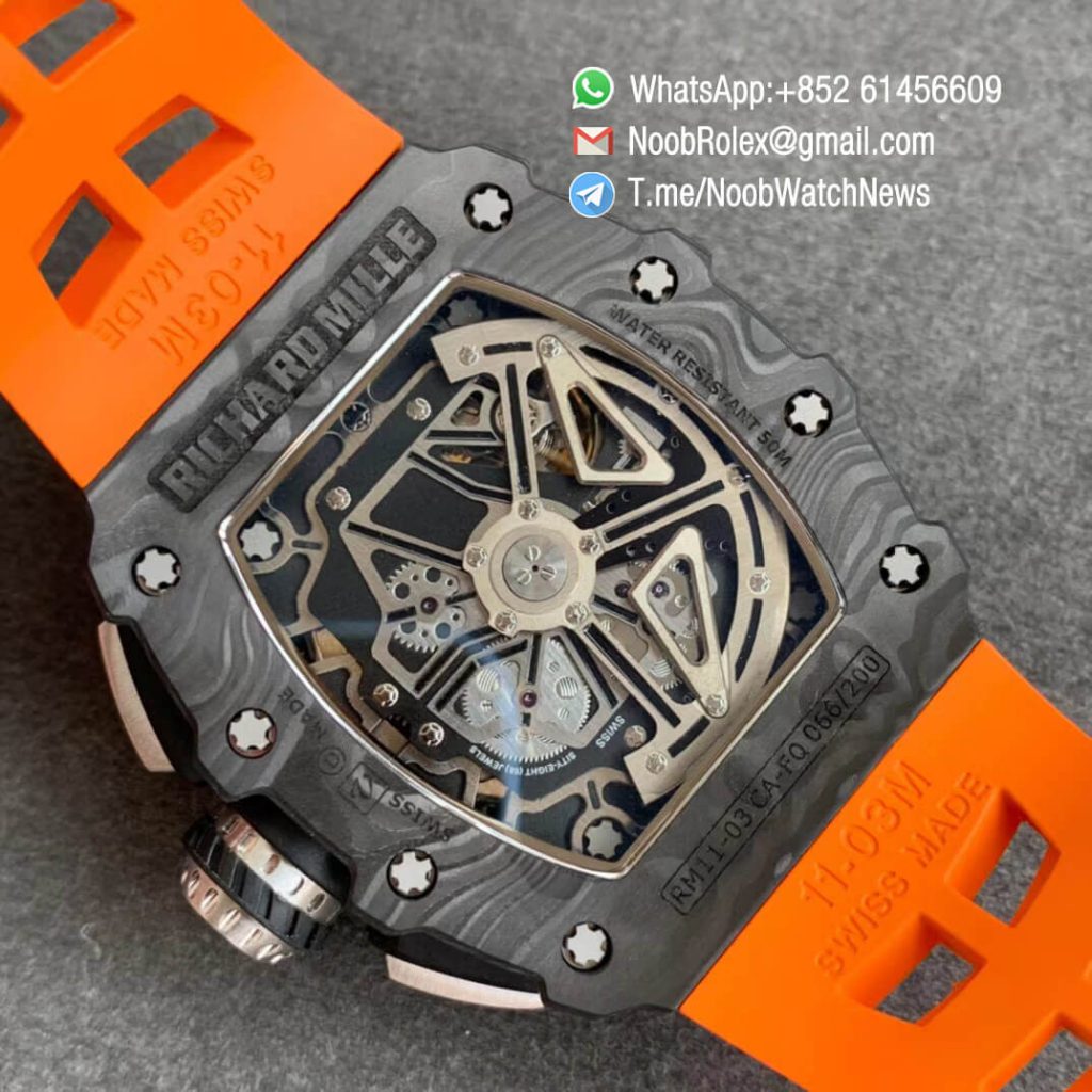 KVF Sup Clone RM11-03 Chrono Forged Carbon Case Skeletonal Dial with ...