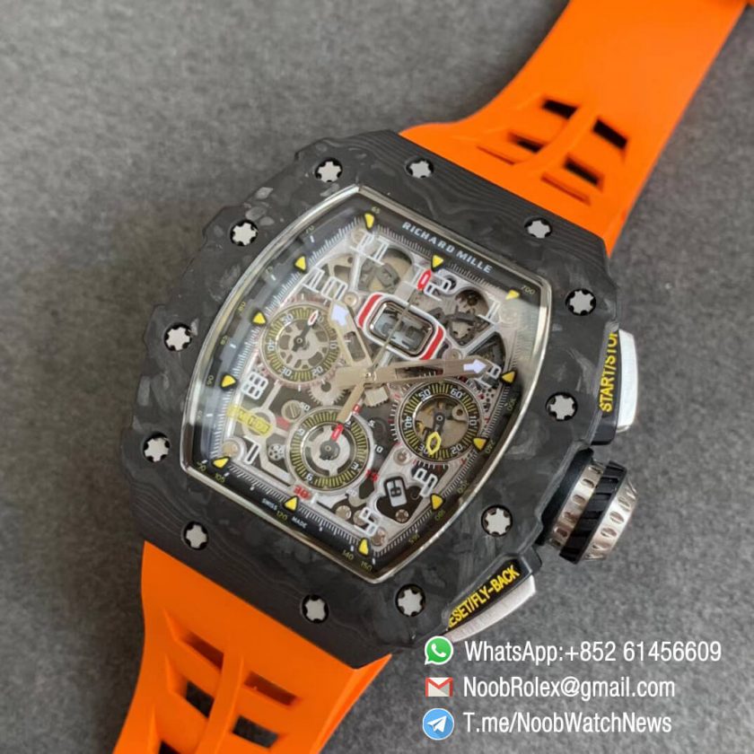 KVF Sup Clone RM11-03 Chrono Forged Carbon Case Skeletonal Dial with ...