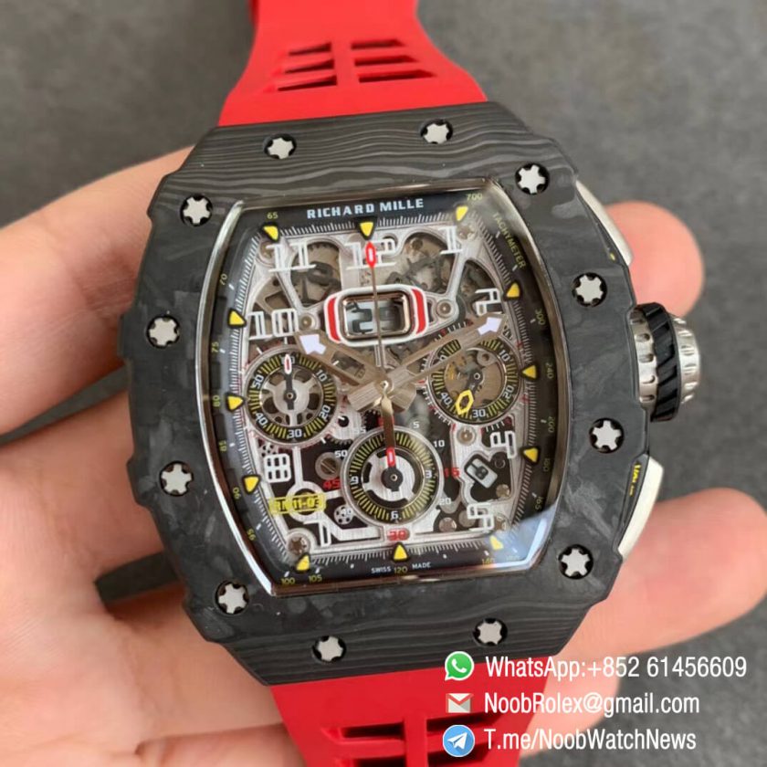 KVF V2 Sup Rep RM11-03 Forged Carbon Case Skeletonal Dial with Black ...