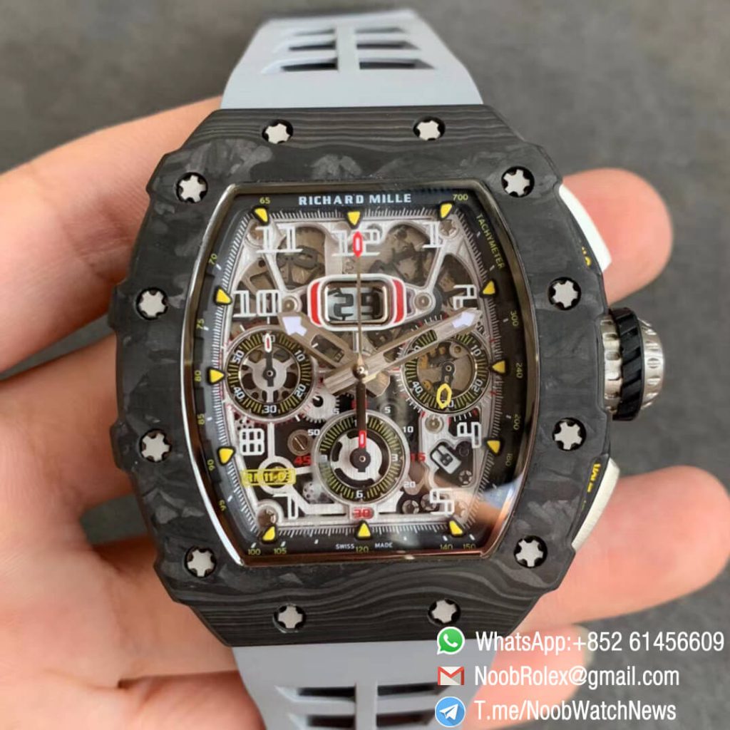 KVF Sup Clone RM11-03 Chrono Forged Carbon Case Skeletonal Dial with ...