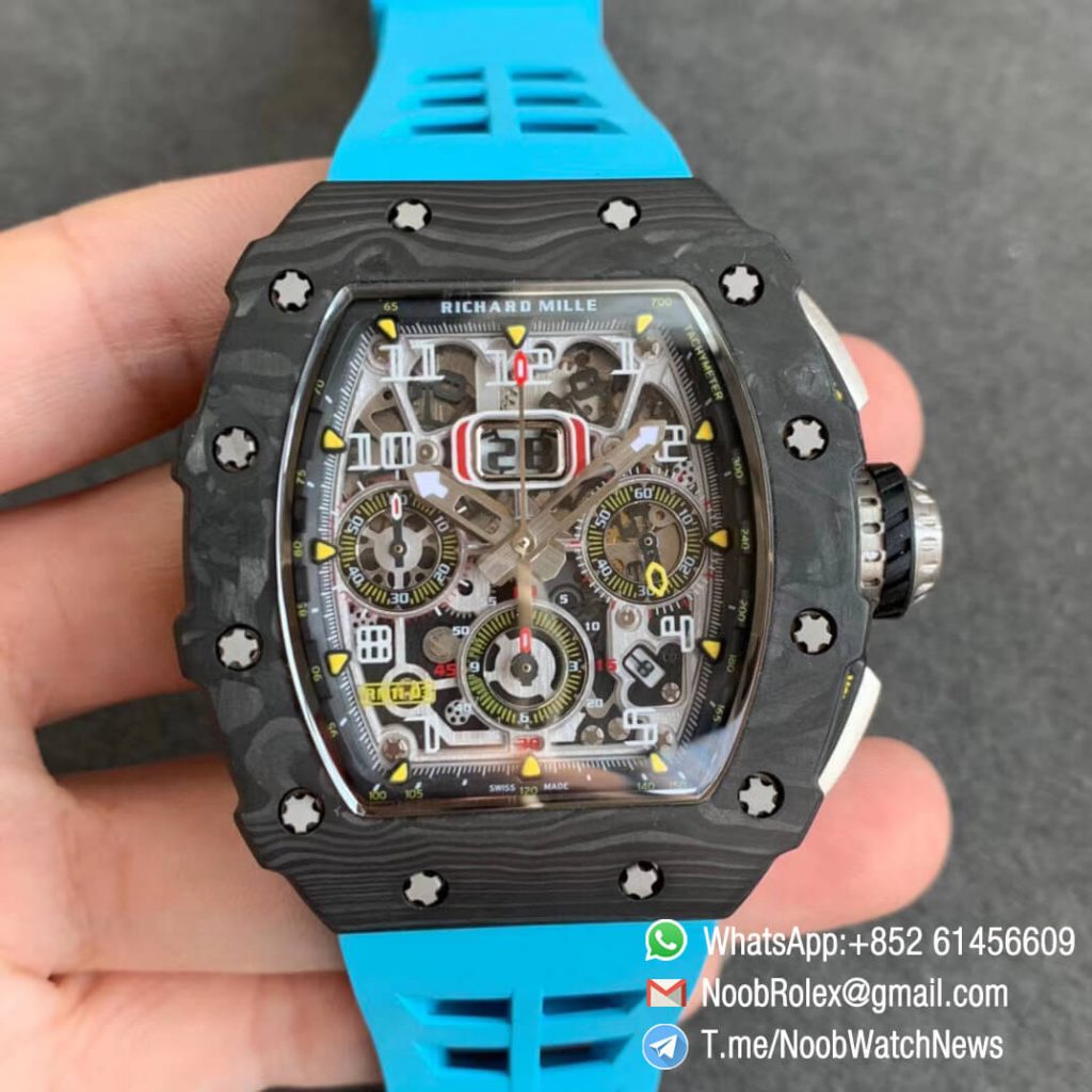 Replica RM11-03 Carbon Case Blue Rubber Strap – Noob Watch | The Best ...