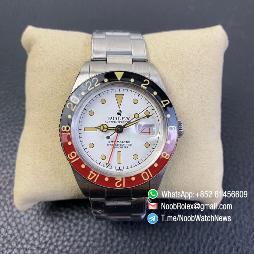 Vintage Rolex GMT-Master Black & Red Bezel White Dial on Steel Case ...